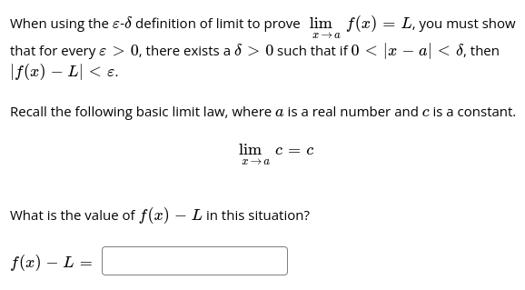 Solved = -a When using the E-d definition of limit to prove | Chegg.com