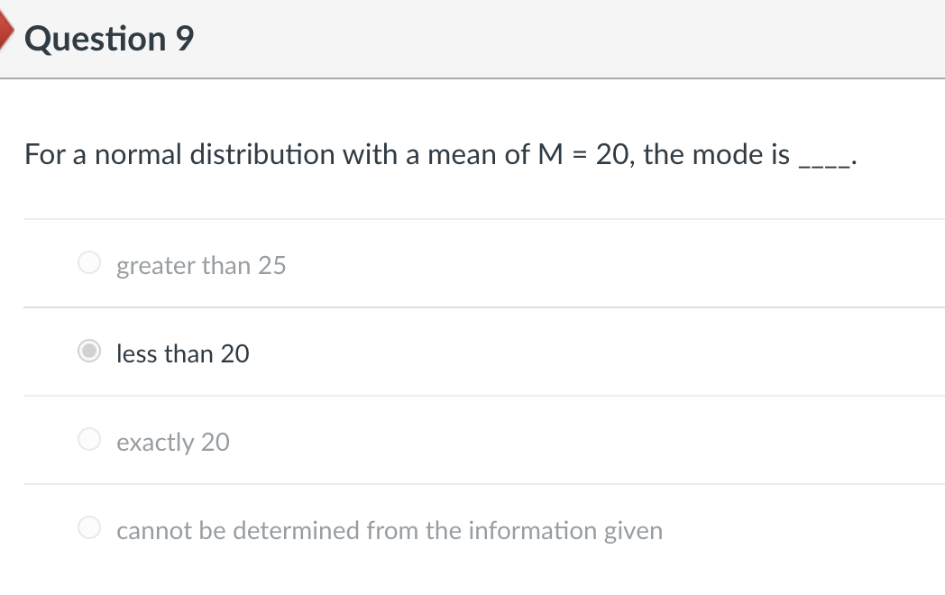 Solved Question 9 For a normal distribution with a mean of M | Chegg.com