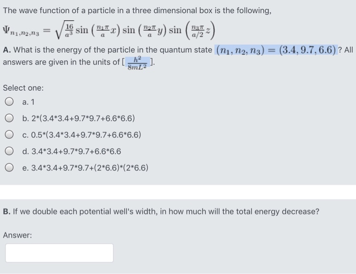 Solved The wave function of a particle in a three | Chegg.com