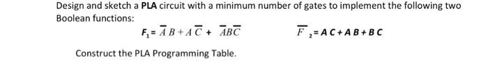 Solved Design and sketch a PLA circuit with a minimum number | Chegg.com