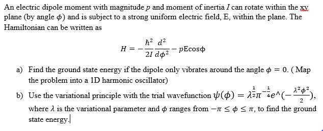Solved An electric dipole moment with magnitude p and moment | Chegg.com