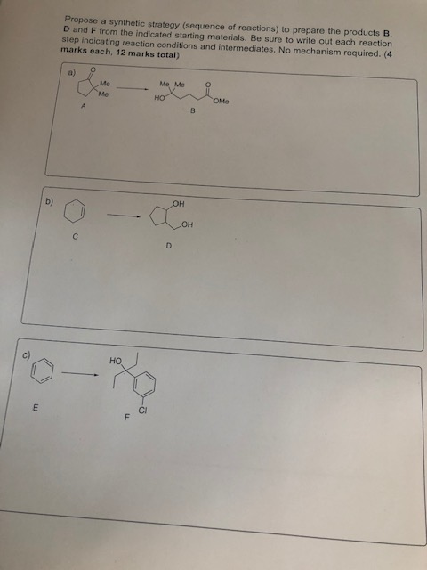 Solved Propose a synthetic strategy (sequence of reactions) | Chegg.com