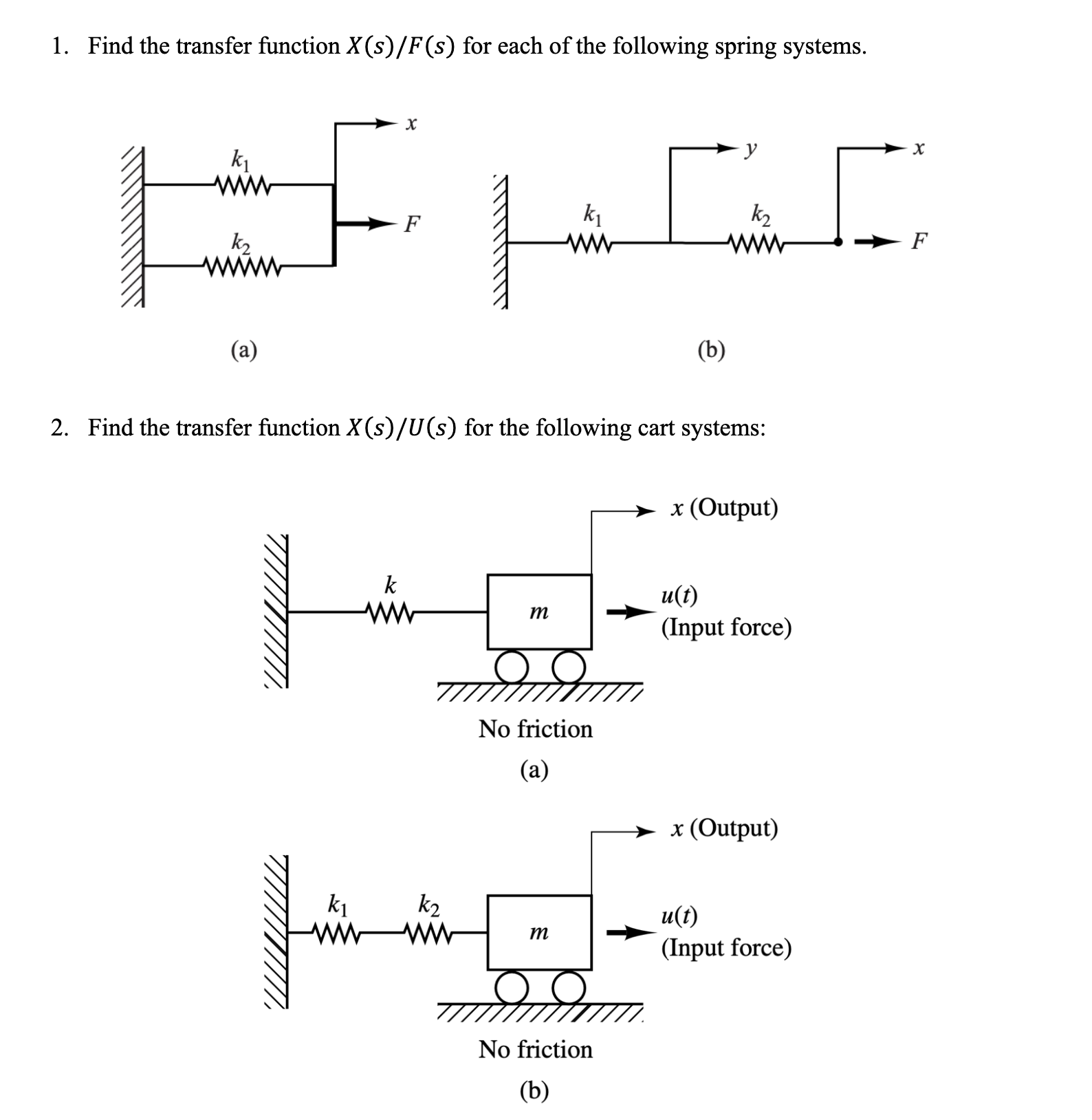 Solved 1. Find the transfer function X(s)/F(s) for each of | Chegg.com Solved 1. Find the transfer function X(s)/F(s) for each of | Chegg.com