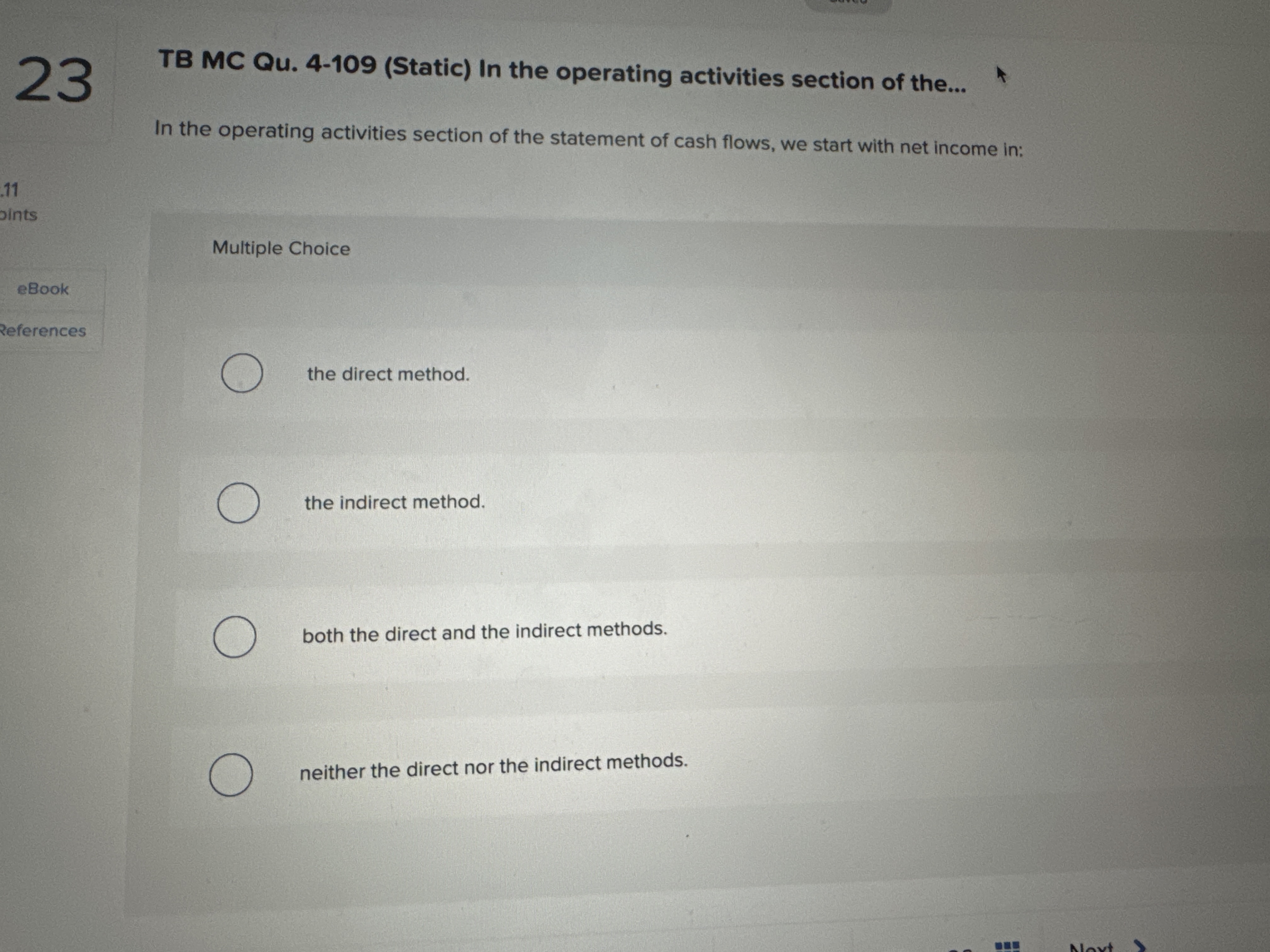 Solved TB MC Qu. 4-109 (Static) ﻿In the operating activities | Chegg.com