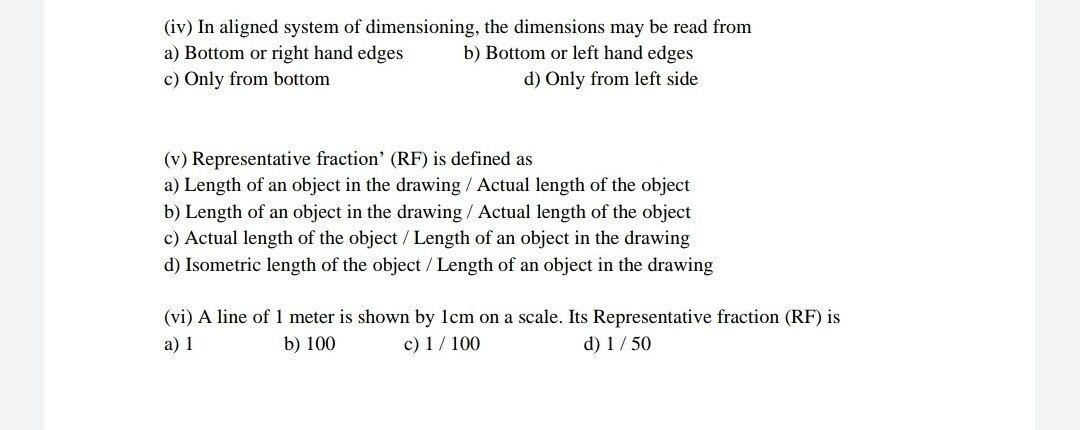 Solved (iv) In aligned system of dimensioning, the | Chegg.com