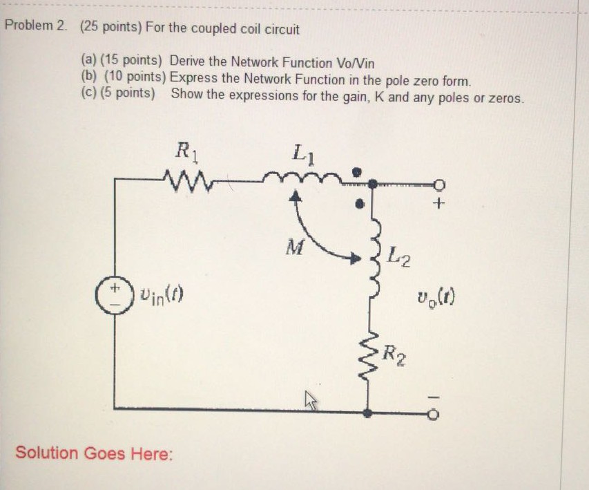 Solved Problem 2. (25 points) For the coupled coil circuit | Chegg.com