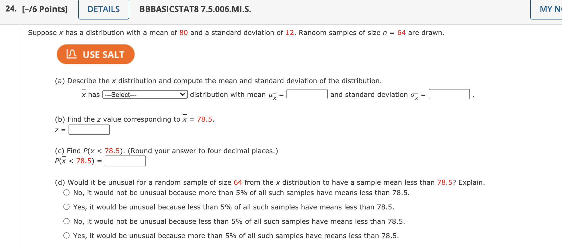 Solved 18. [-14 Points] DETAILS BBBASICSTAT8 7.3.025.S. MY | Chegg.com