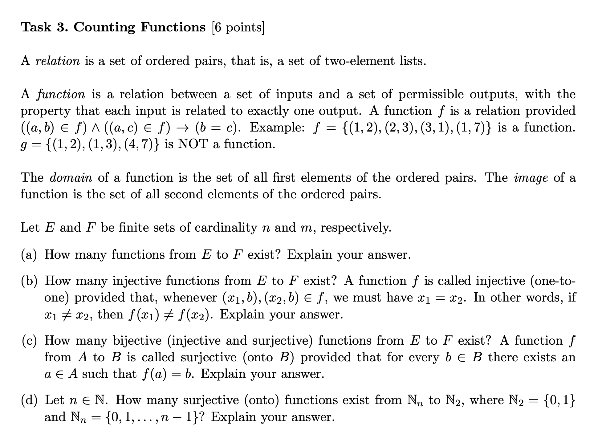Solved Task 3 ﻿counting Functions Points A Relation Is A 6177