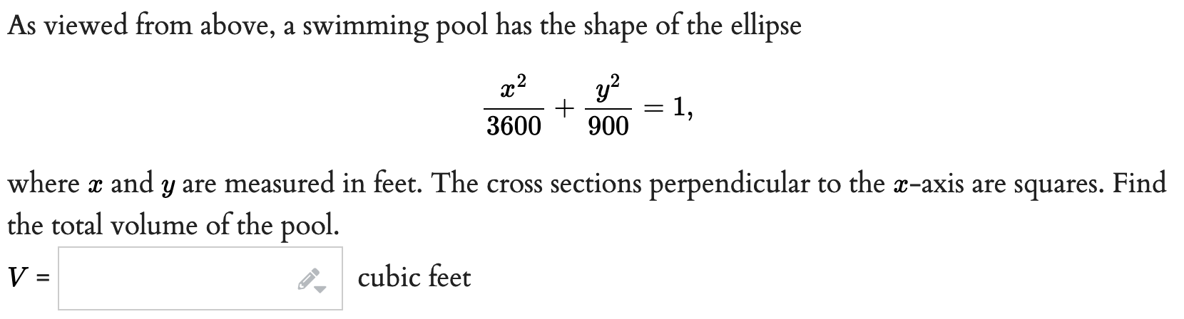 Solved As viewed from above, a swimming pool has the shape | Chegg.com
