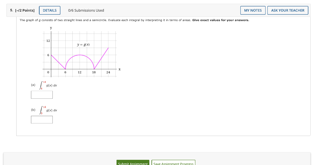 Solved 5. (-12 points) DETAILS 0/6 Submissions Used MY NOTES | Chegg.com