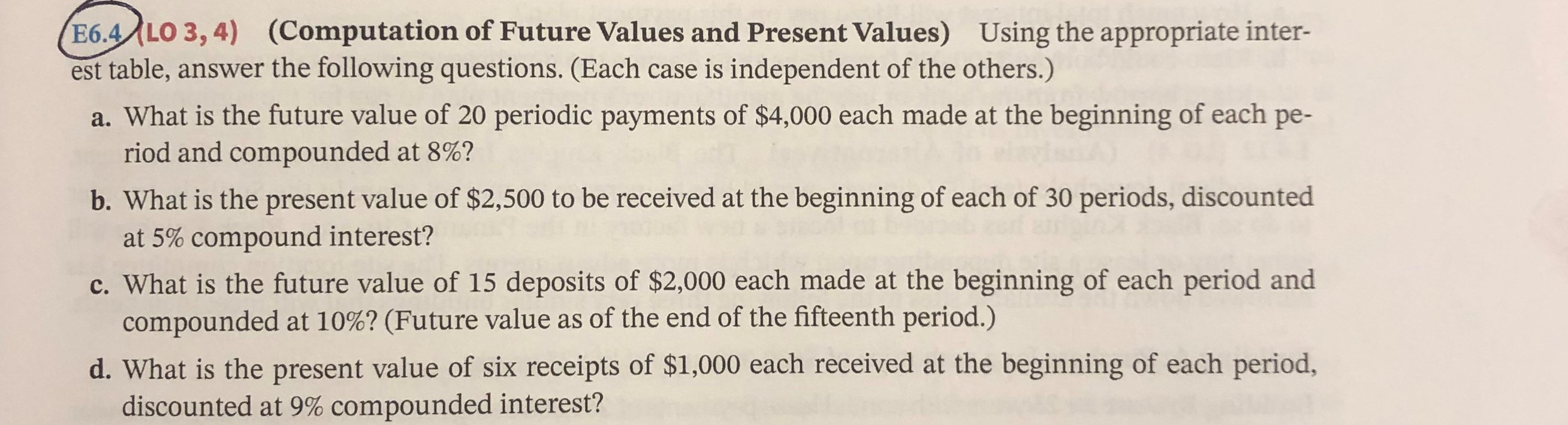 Solved (E6.4/LO 3,4) (Computation of Future Values and | Chegg.com