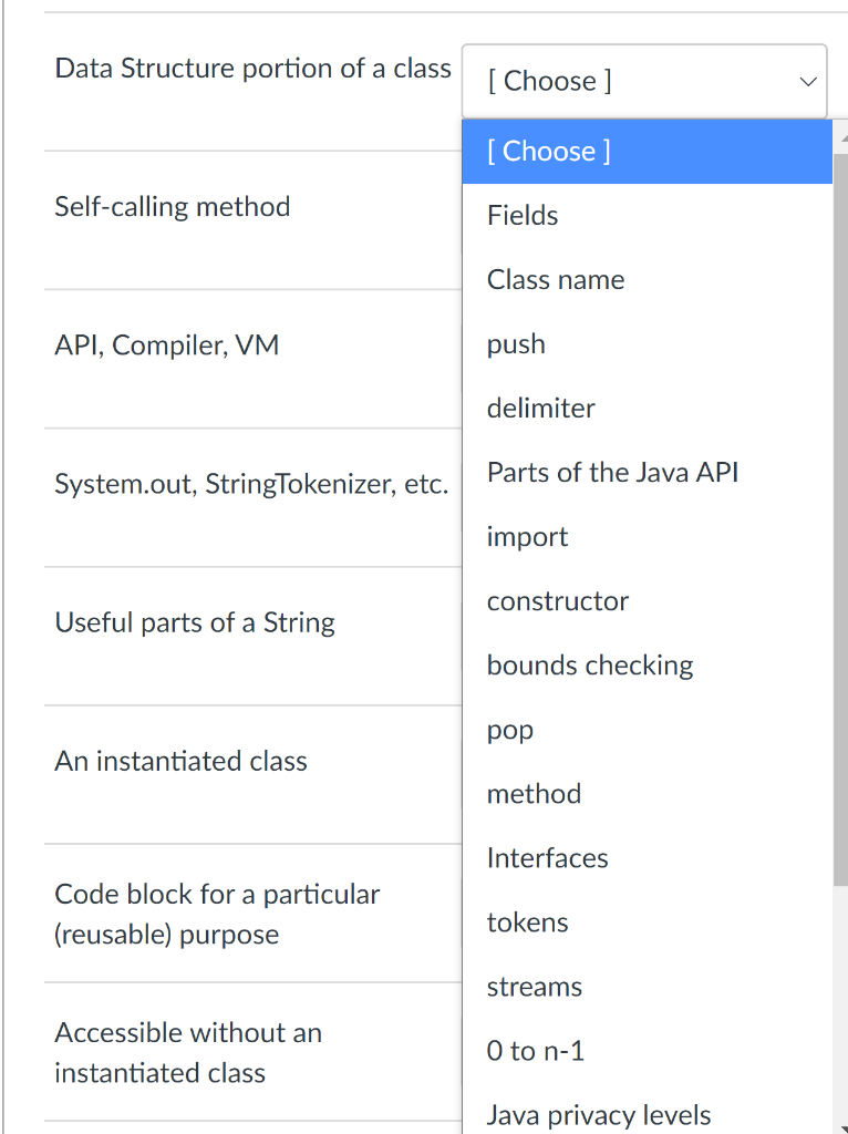 Solved Data Structure portion of a class [ Choose ] [ | Chegg.com