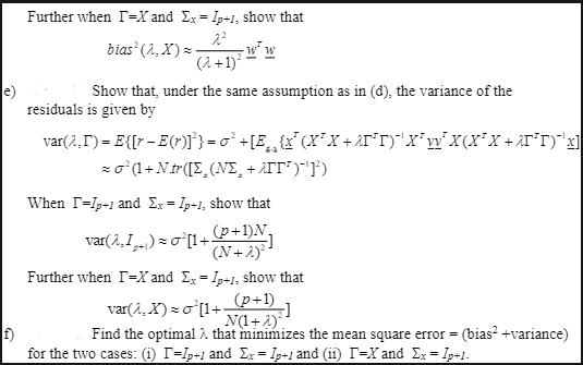 Solved Consider A General Regularized Least Squares