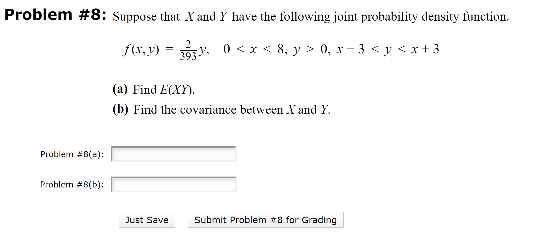 Solved Problem #8: Suppose that X and Y have the following | Chegg.com