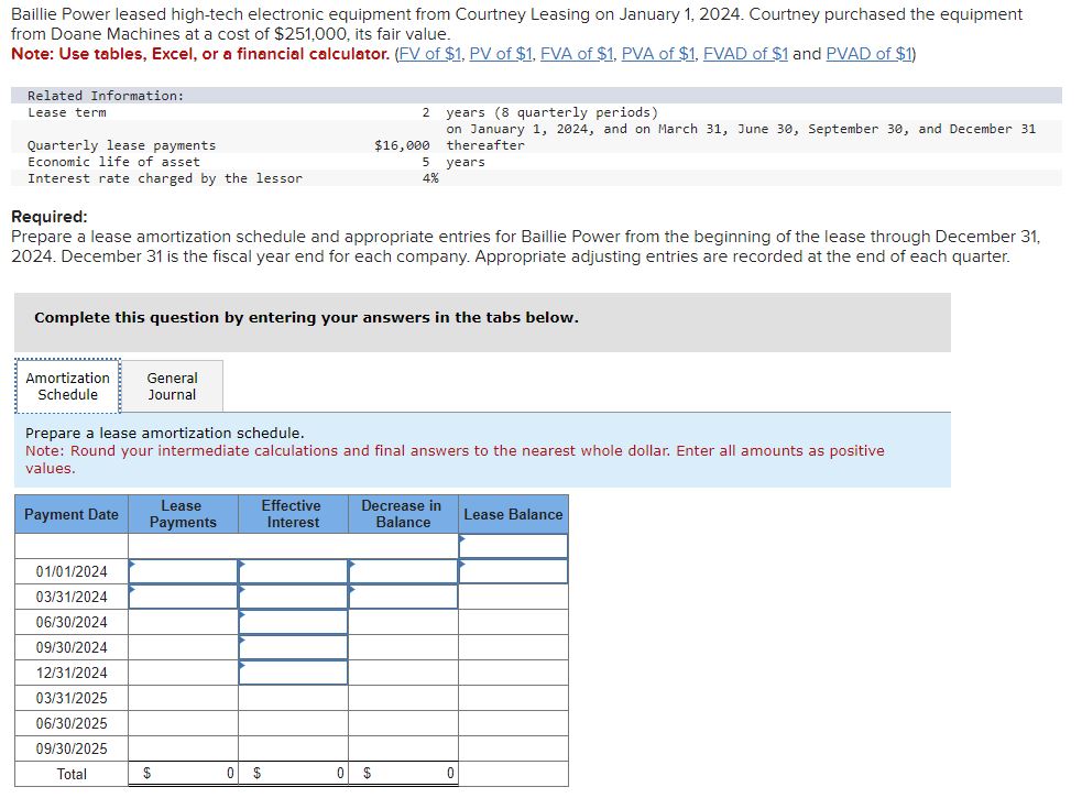 Solved Baillie Power leased high-tech electronic equipment | Chegg.com