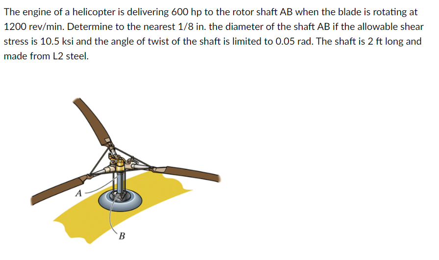 Solved The engine of a helicopter is delivering 600 hp to | Chegg.com