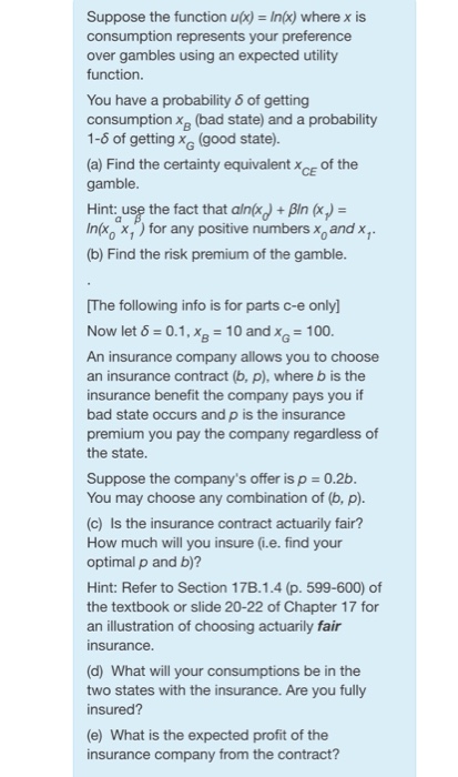 Solved Suppose the function u() -Infx) where x is | Chegg.com
