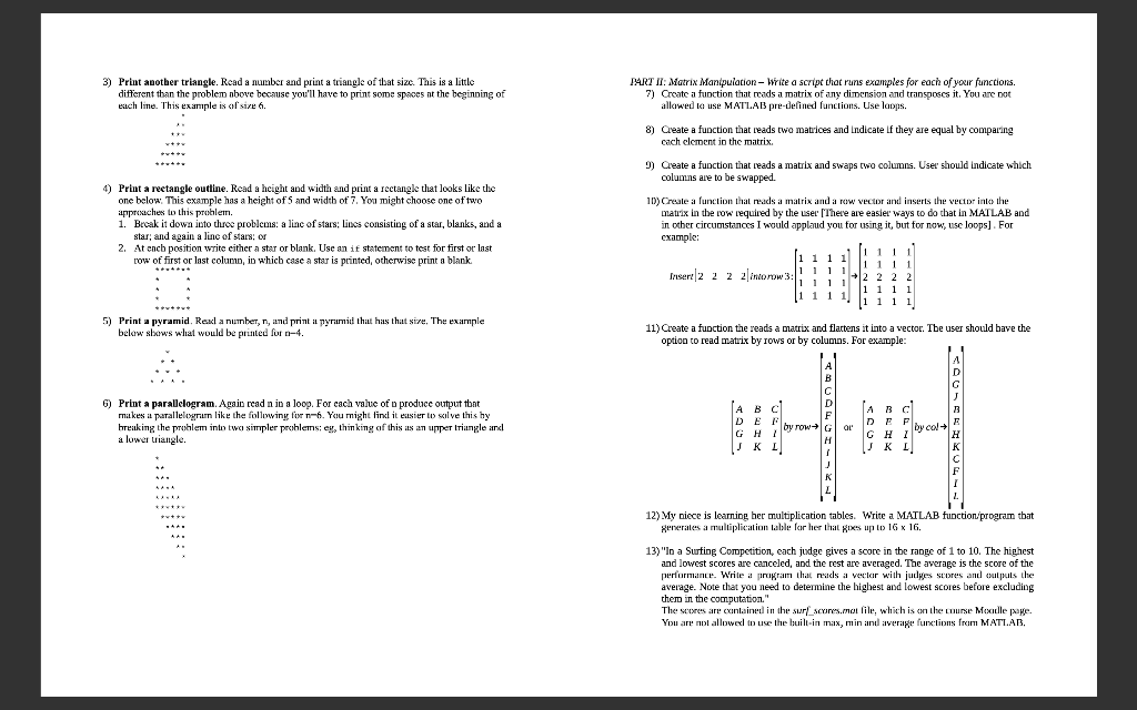 Solved PART I: Nested Loops - The first 6 problems should | Chegg.com