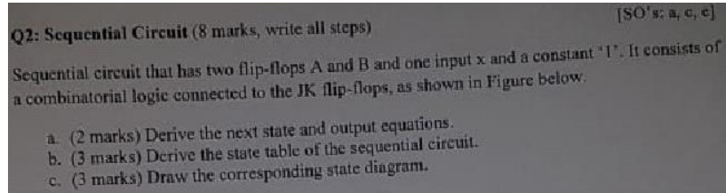 Solved Q2: Sequential Circuit (8 marks, write all steps) | Chegg.com Solved Q2: Sequential Circuit (8 marks, write all steps) | Chegg.com
