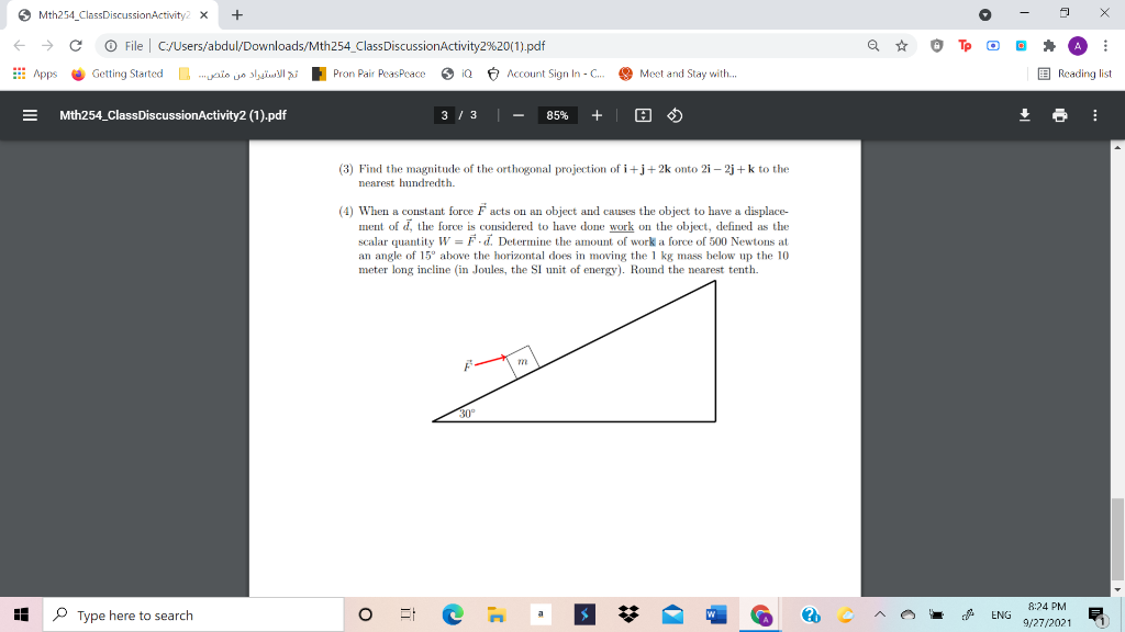 Solved 3- Find the magnitude of the orthogonal projection of | Chegg.com