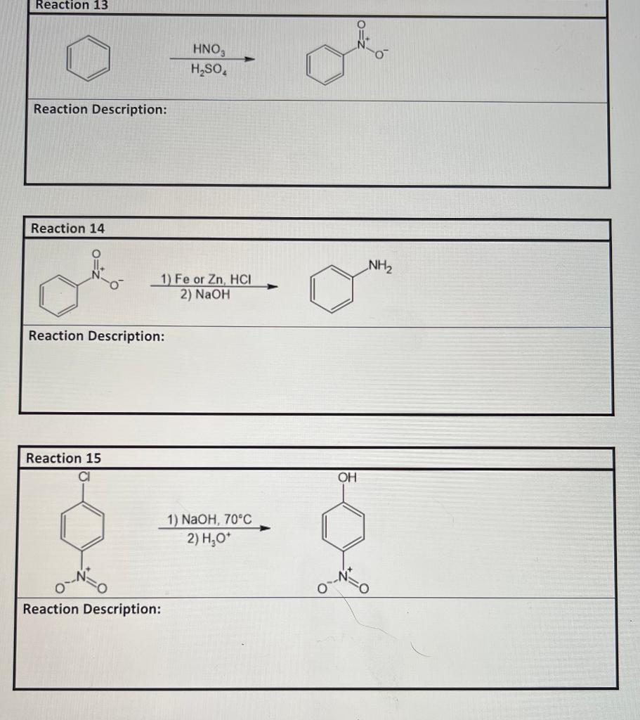 Solved Reaction Description: Reaction 14 1) Fe or Zn,HCl→ 2) | Chegg.com