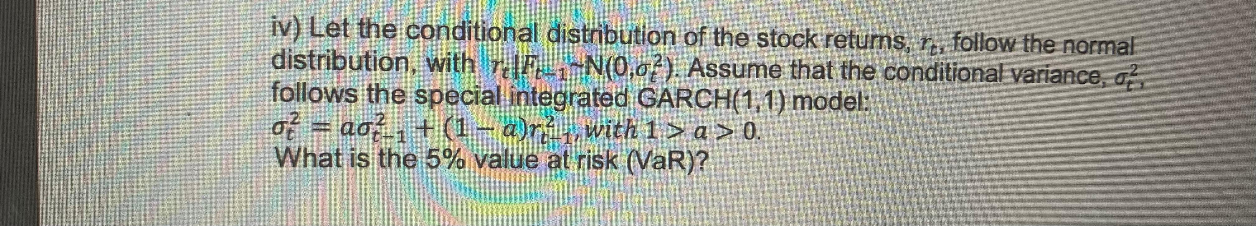 iv) Let the conditional distribution of the stock | Chegg.com