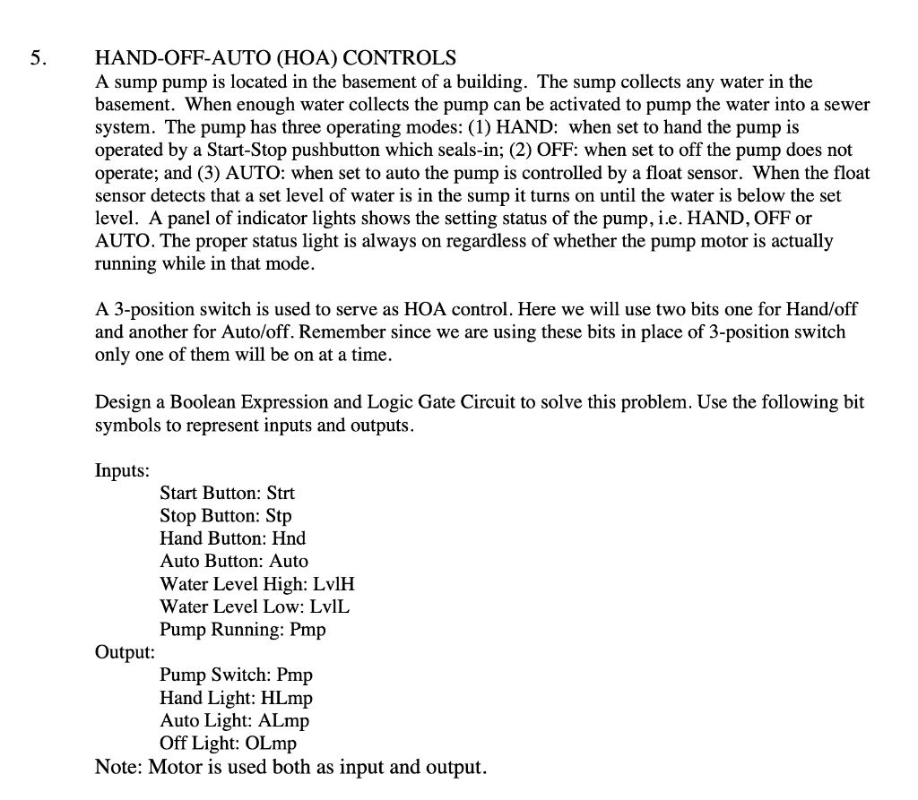 5. HAND-OFF-AUTO (HOA) CONTROLS A sump pump is | Chegg.com