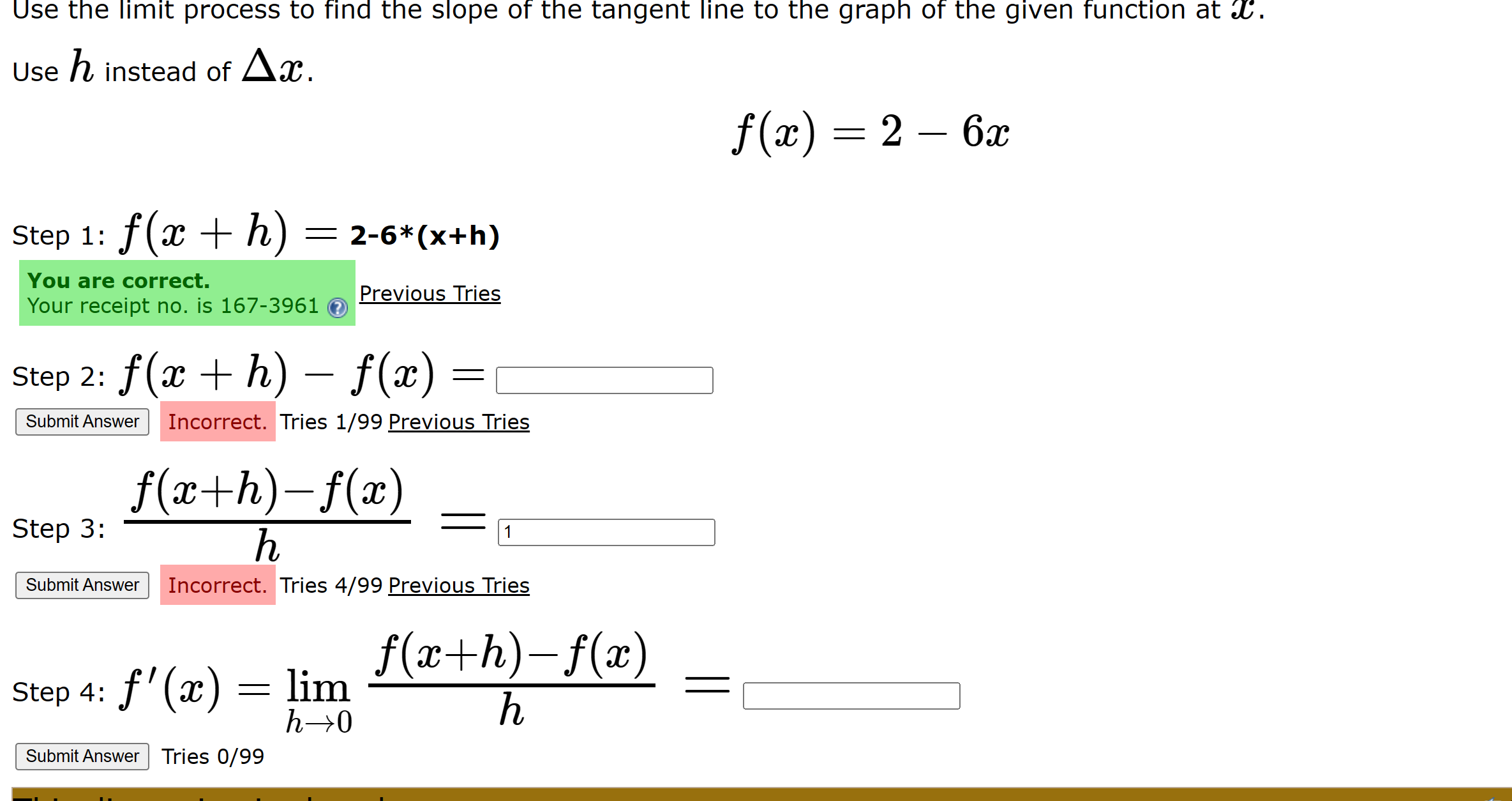 Solved Use the limit process to find the slope of the | Chegg.com