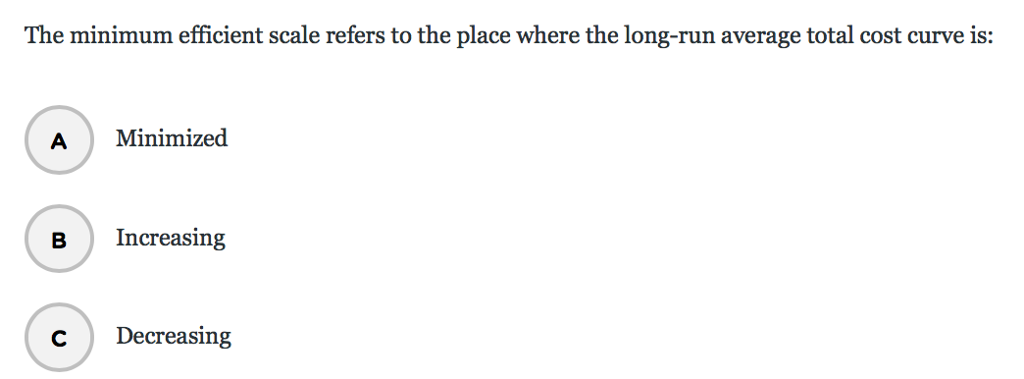 Solved The minimum efficient scale refers to the place where | Chegg.com