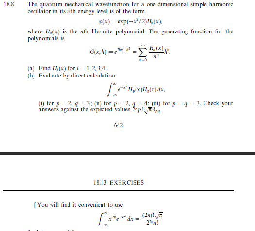 Solved 18.8 The quantum mechanical wavefunction for a | Chegg.com