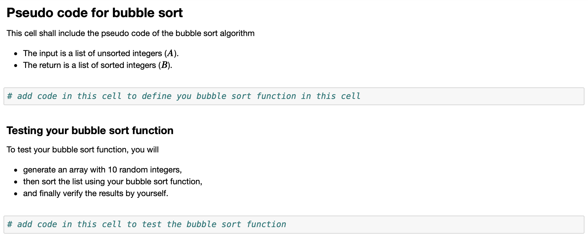 Pseudo Code For Sorting Verification This Cell