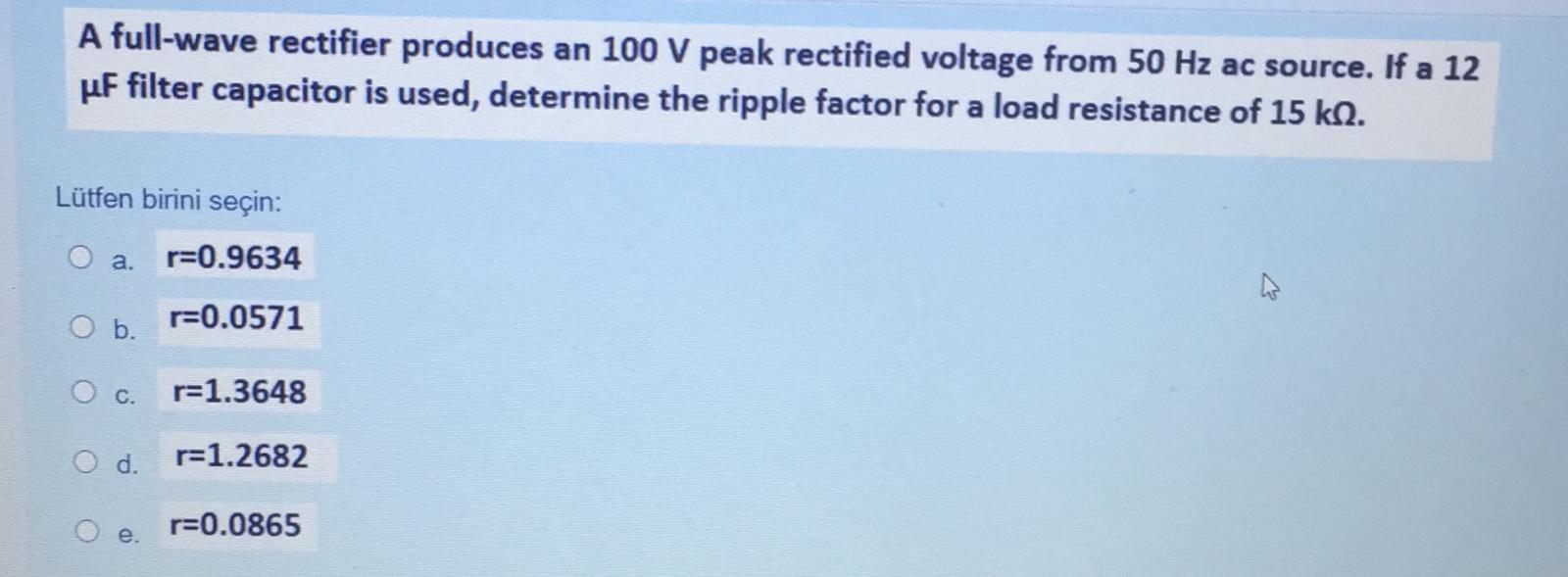 Solved A full-wave rectifier produces an 100 V peak | Chegg.com