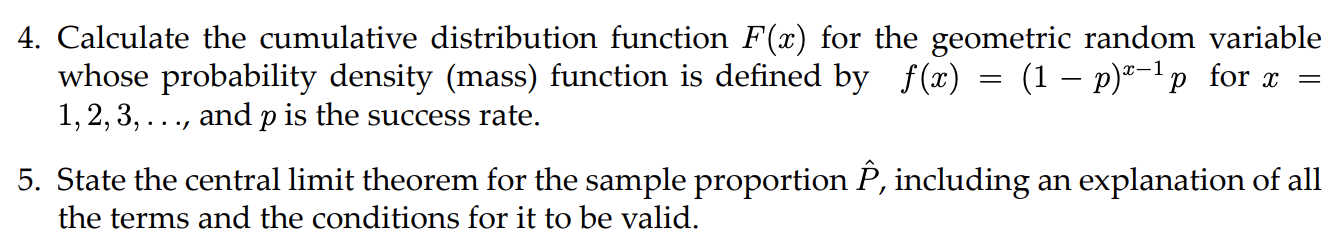 Solved 4. Calculate the cumulative distribution function | Chegg.com