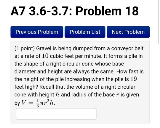 Solved A7 3.6-3.7: Problem 18 Previous Problem Problem List | Chegg.com