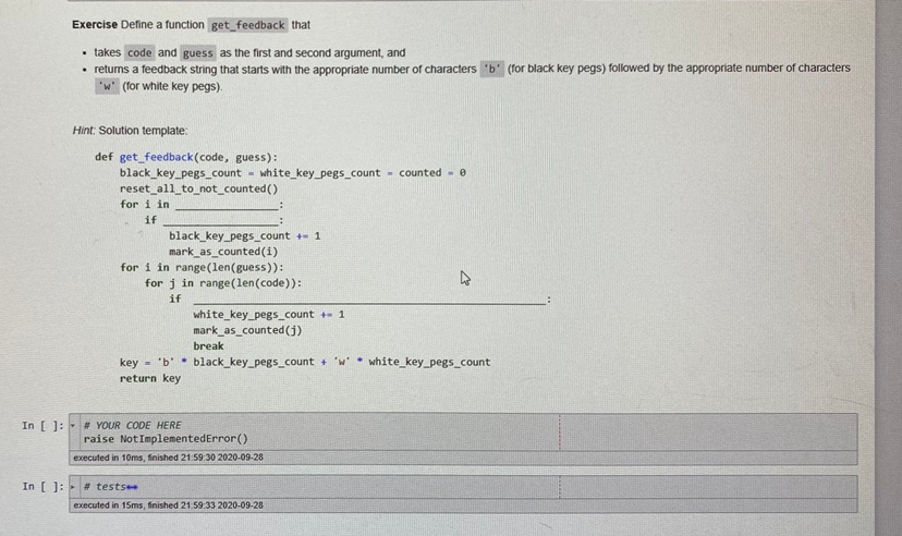 Solved Exercise Define a function get_feedback that • takes | Chegg.com