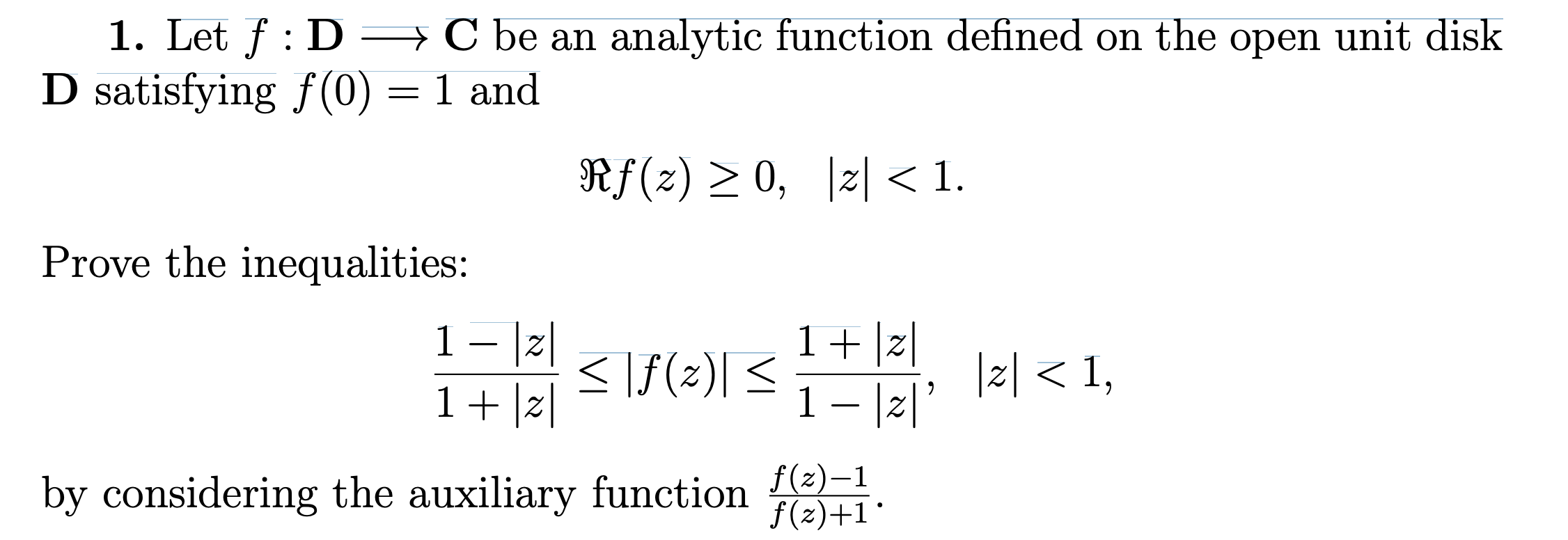 Solved Let f : D −→ C be an analytic function defined on the | Chegg.com