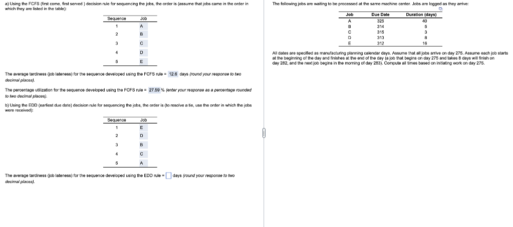 Solved a) Using the FCFS (first come, first served ) | Chegg.com