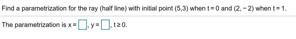 Solved Find a parametrization for the ray (half line) with | Chegg.com