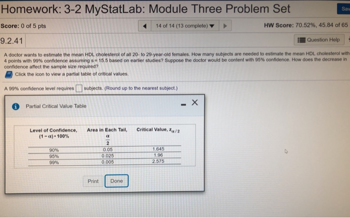 Solved Homework: 3-2 MyStatLab: Module Three Problem Set | Chegg.com
