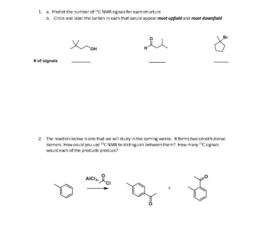 Solved 1. a. Predict the number of 13C NMR signals for each | Chegg.com