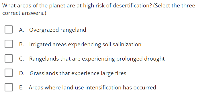 Solved What areas of the planet are at high risk of | Chegg.com