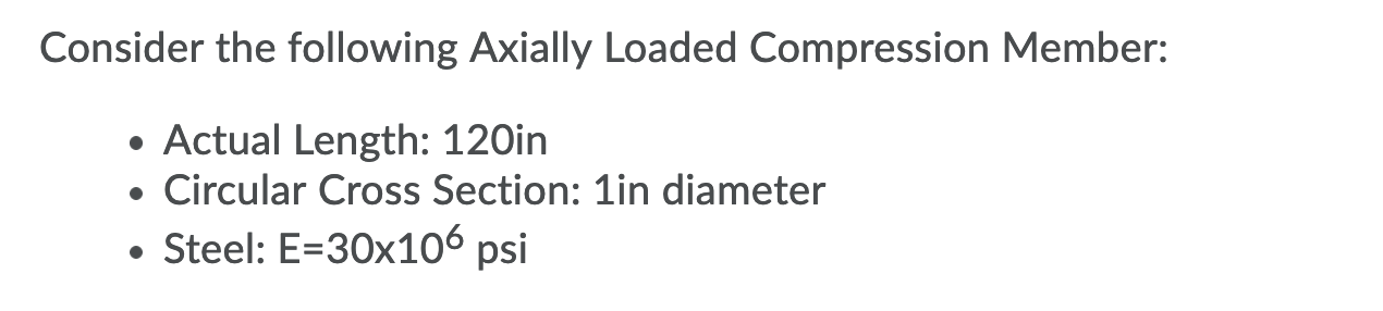 Solved Consider the following Axially Loaded Compression | Chegg.com
