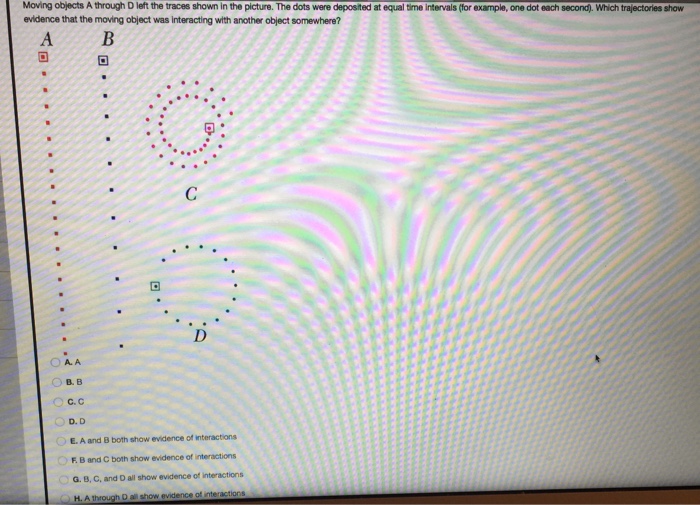 Solved Moving objects A through D left the traces shown in | Chegg.com