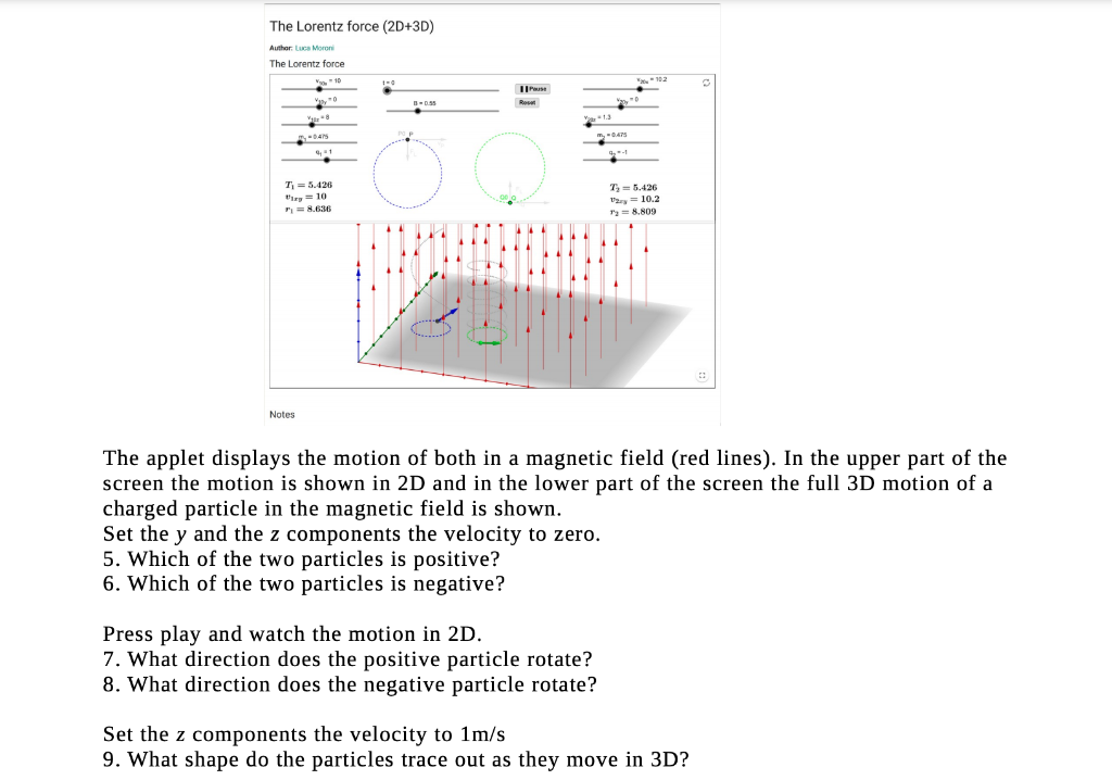 Solved The Lorentz force (2D+3D) Author: Luca Moroni The | Chegg.com