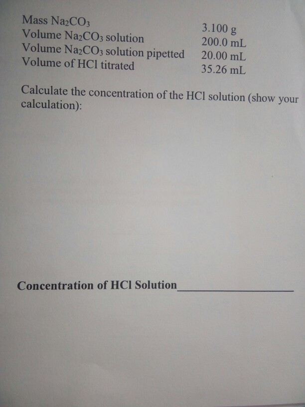 Solved Mass Na2CO3 Volume Na2CO3 solution Volume Na2CO3 | Chegg.com