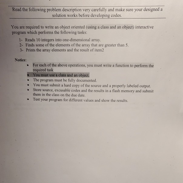 Solved Read the following problem description very carefully | Chegg.com