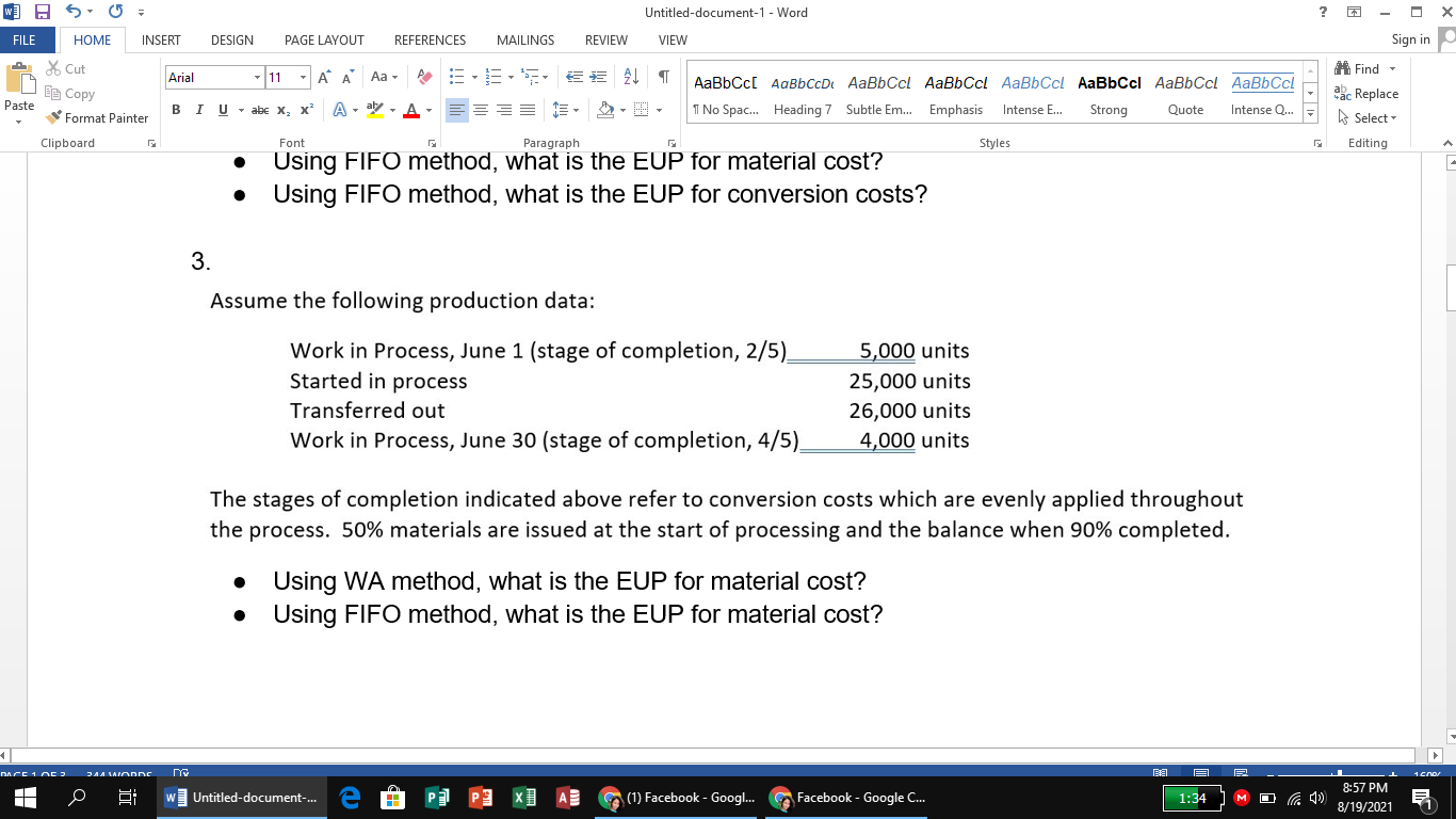 Solved Untitled-document-1 - Word ? O WB 50 FILE HOME INSERT | Chegg.com