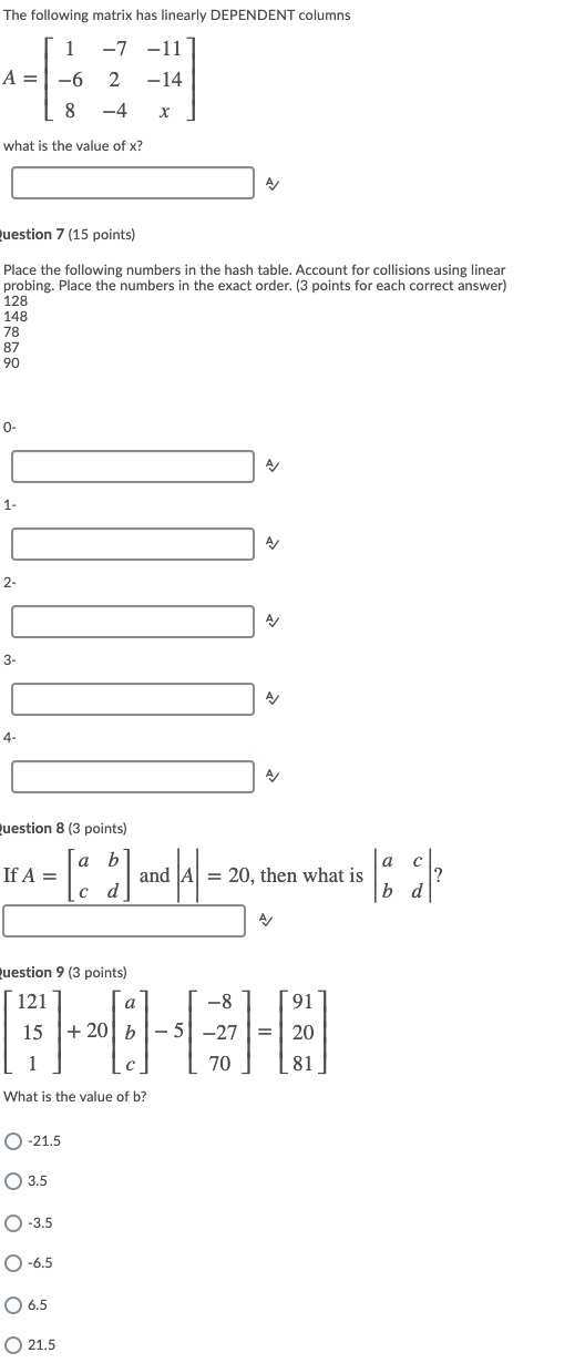 Solved The following matrix has linearly DEPENDENT columns 1 | Chegg.com
