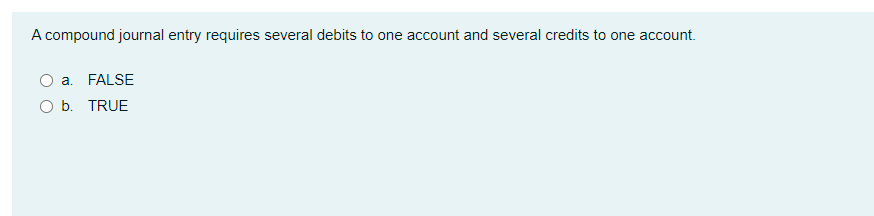 Solved A compound journal entry requires several debits to | Chegg.com