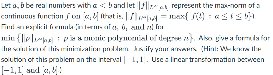 Solved Let a,b be real numbers with a | Chegg.com